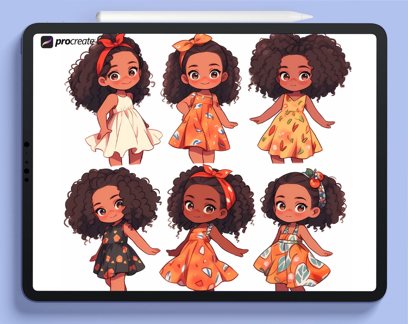 Procreate Chibi Poses Stamps, Procreate Afro Chibi Brushes. Procreate ...