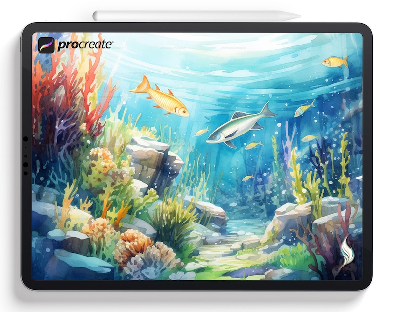 Procreate Seascapes Brushes. Procreate Underwater Stamps. Fish, Dolphins, Whales, Seahorses ...