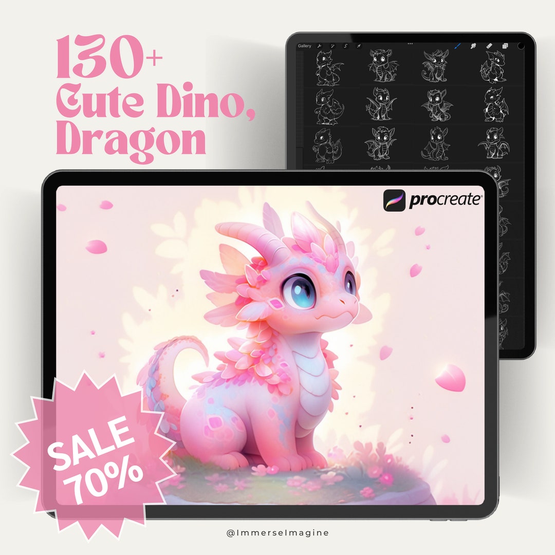 Cute Procreate Dragons, Dinosaur Stamps. Procreate Chidi Anime Brushes ...