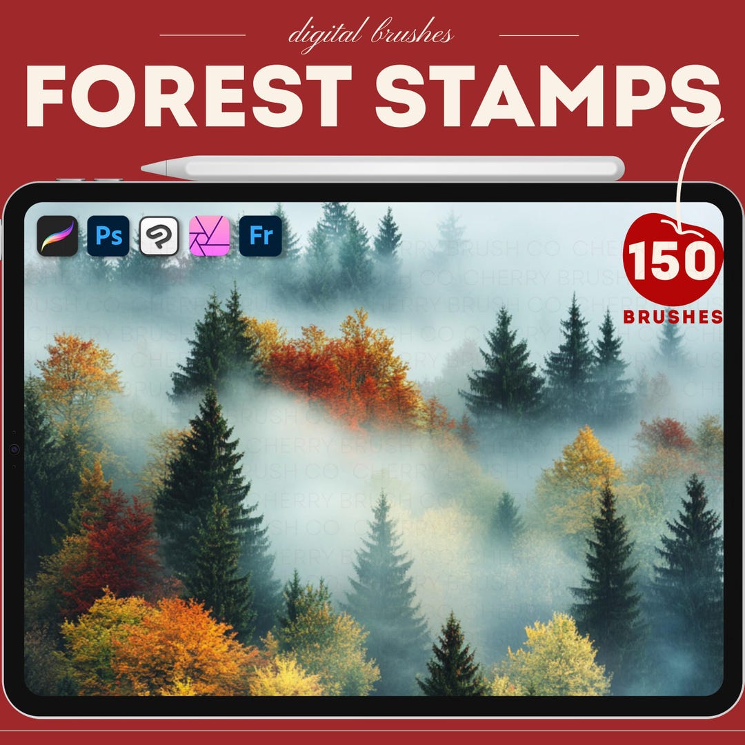 Forest Procreate Stamps. Procreate Trees Brushes. Procreate Background ...