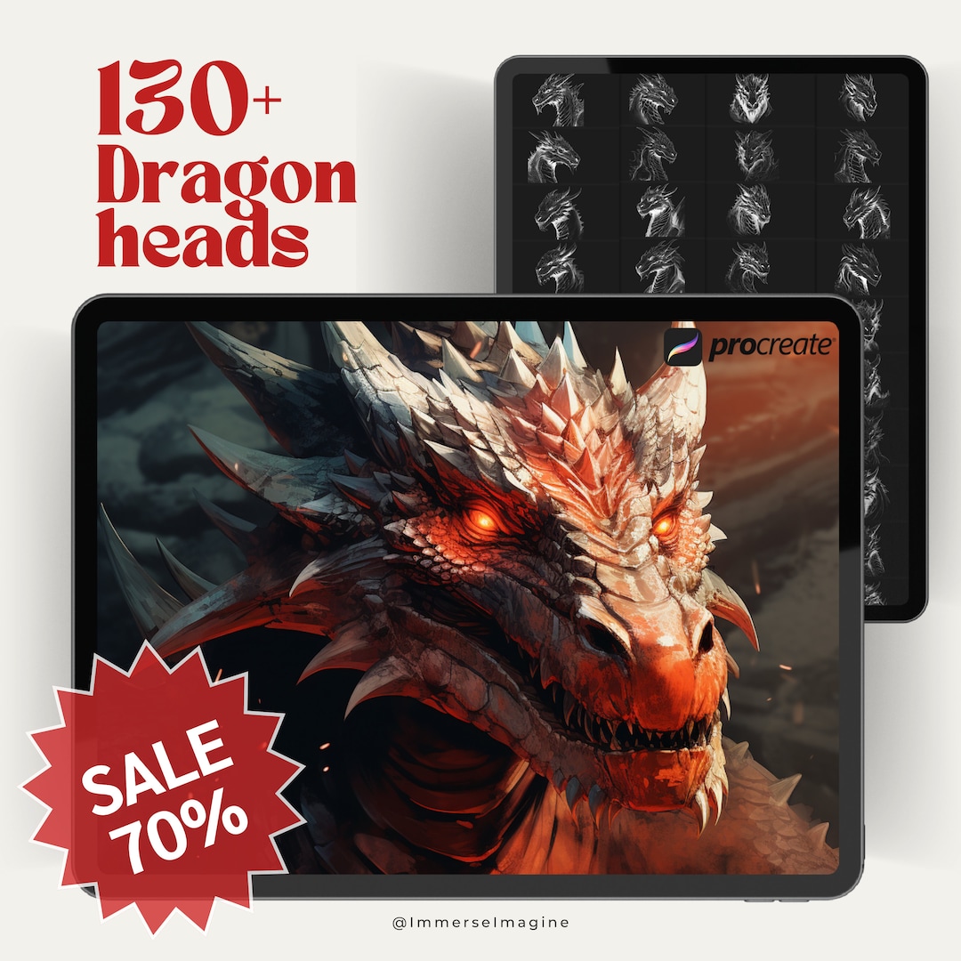 Procreate Stamps Dragon. Procreate Dragon Heads Brushes. Fantasy Magic ...