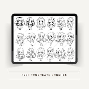 Chibi Procreate Brushes, Procreate Anime Girls Poses Stamps - Etsy