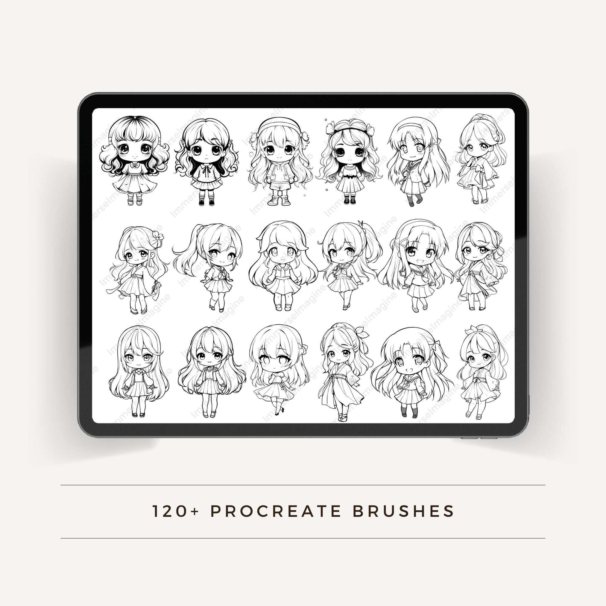 Chibi Procreate Brushes, Procreate Anime Girls Poses Stamps - Etsy