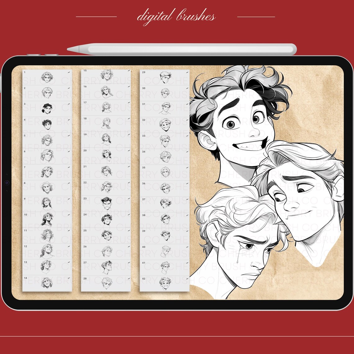 Procreate Cartoon Base Male Heads Stamps. Procreate Cartoon Prince Face ...