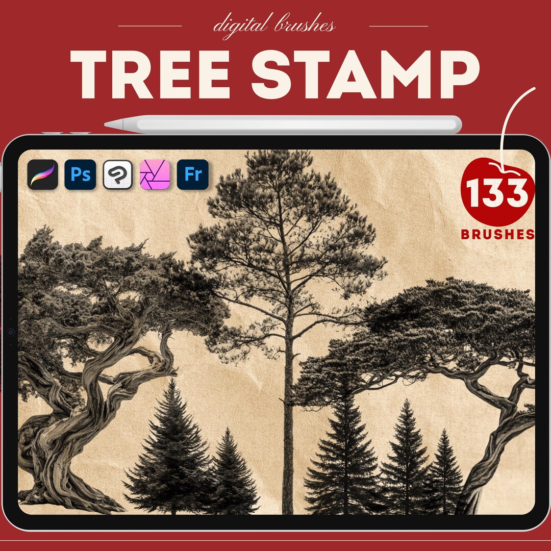 Procreate Tree Stamps. Procreate Pine, Oak, Palm Tree Brushes ...