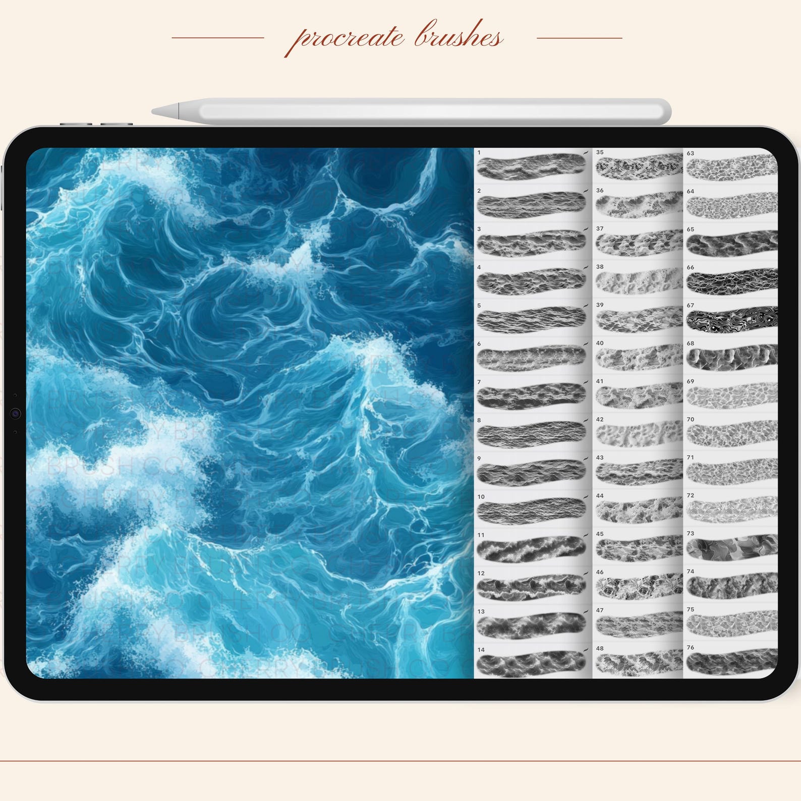 Procreate Water Texture Brushes. Procreate Sea, Waves, Ocean Brushes ...