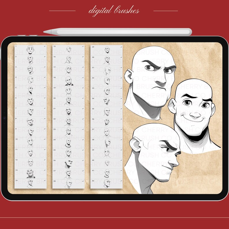 Cartoon Male Faces Brushes: 100+ Procreate, Photoshop, Clip Studio ...