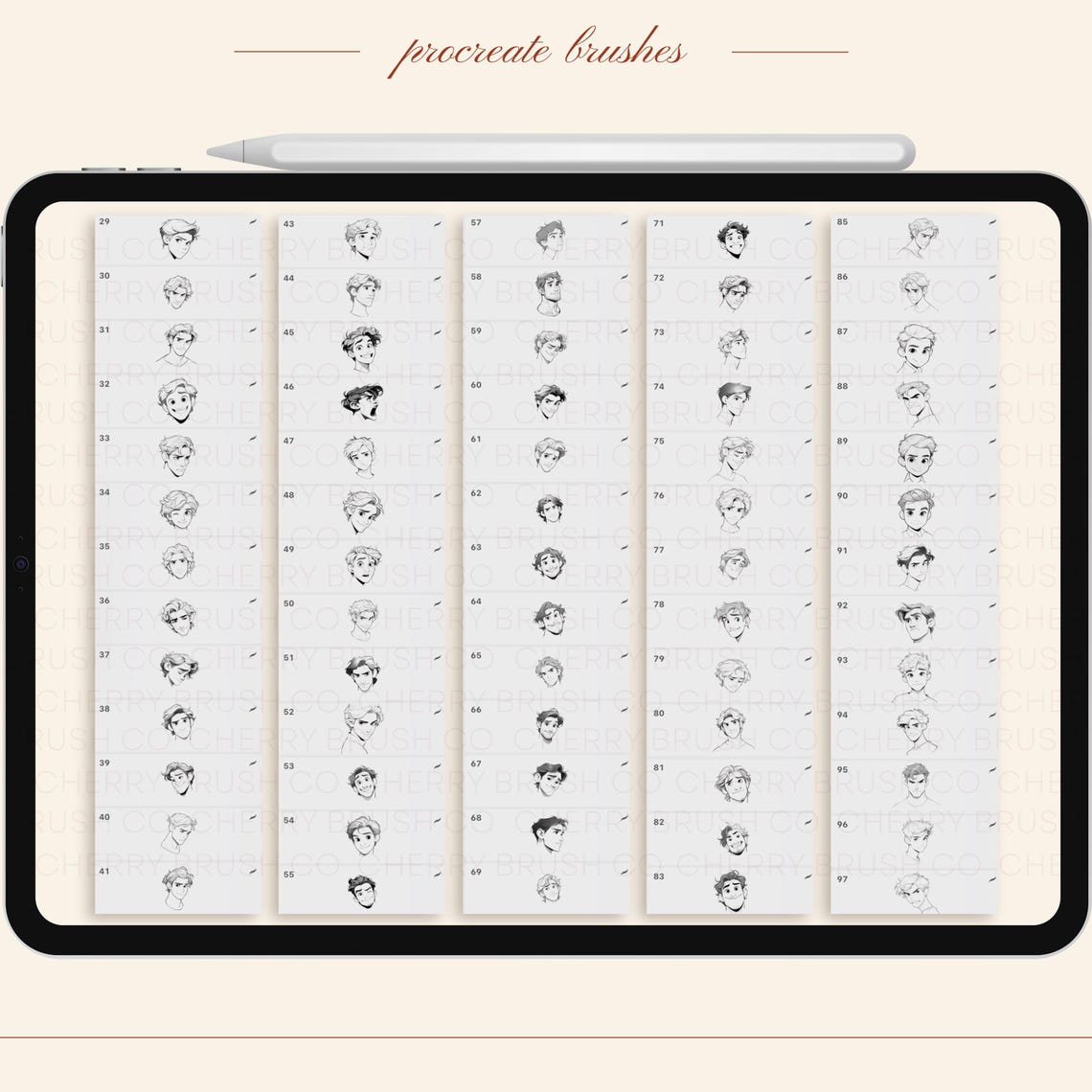 Procreate Cartoon Base Male Heads Stamps. Procreate Cartoon Prince Face ...