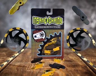 Yellow and Chrome Bike Chain Covers – Snap-on Chain Caps – Fits Kids ...