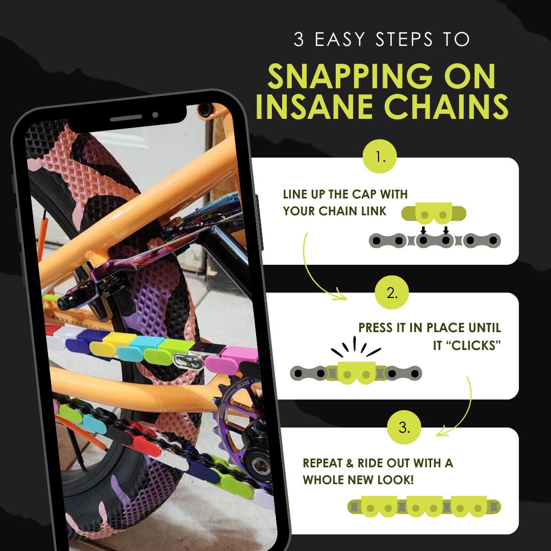 Yellow and Chrome Bike Chain Covers – Snap-on Chain Caps – Fits Kids ...