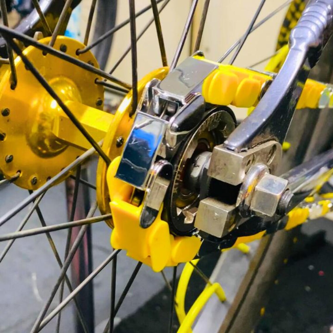 Yellow and Chrome Bike Chain Covers – Snap-on Chain Caps – Fits Kids ...