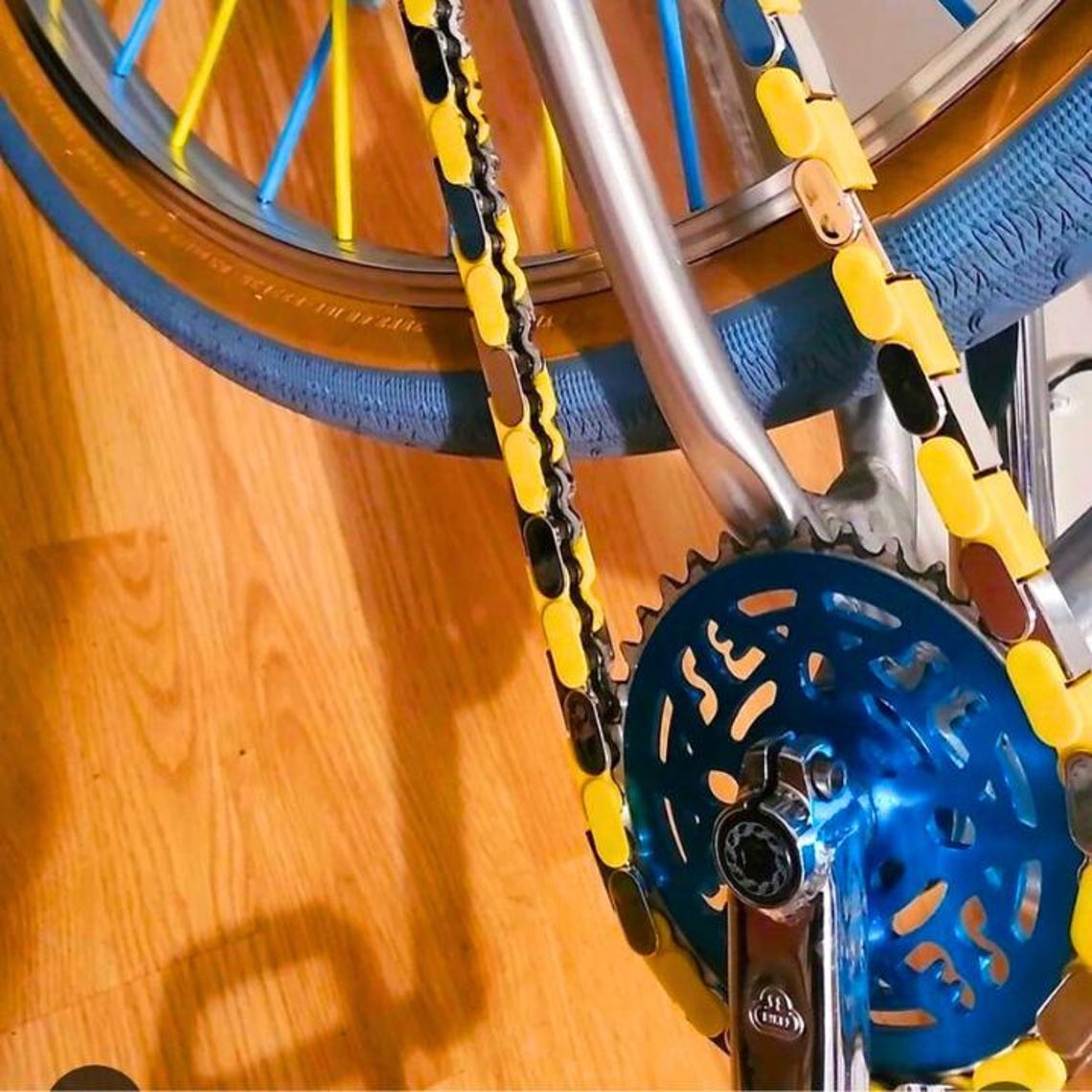 Yellow and Chrome Bike Chain Covers – Snap-on Chain Caps – Fits Kids ...