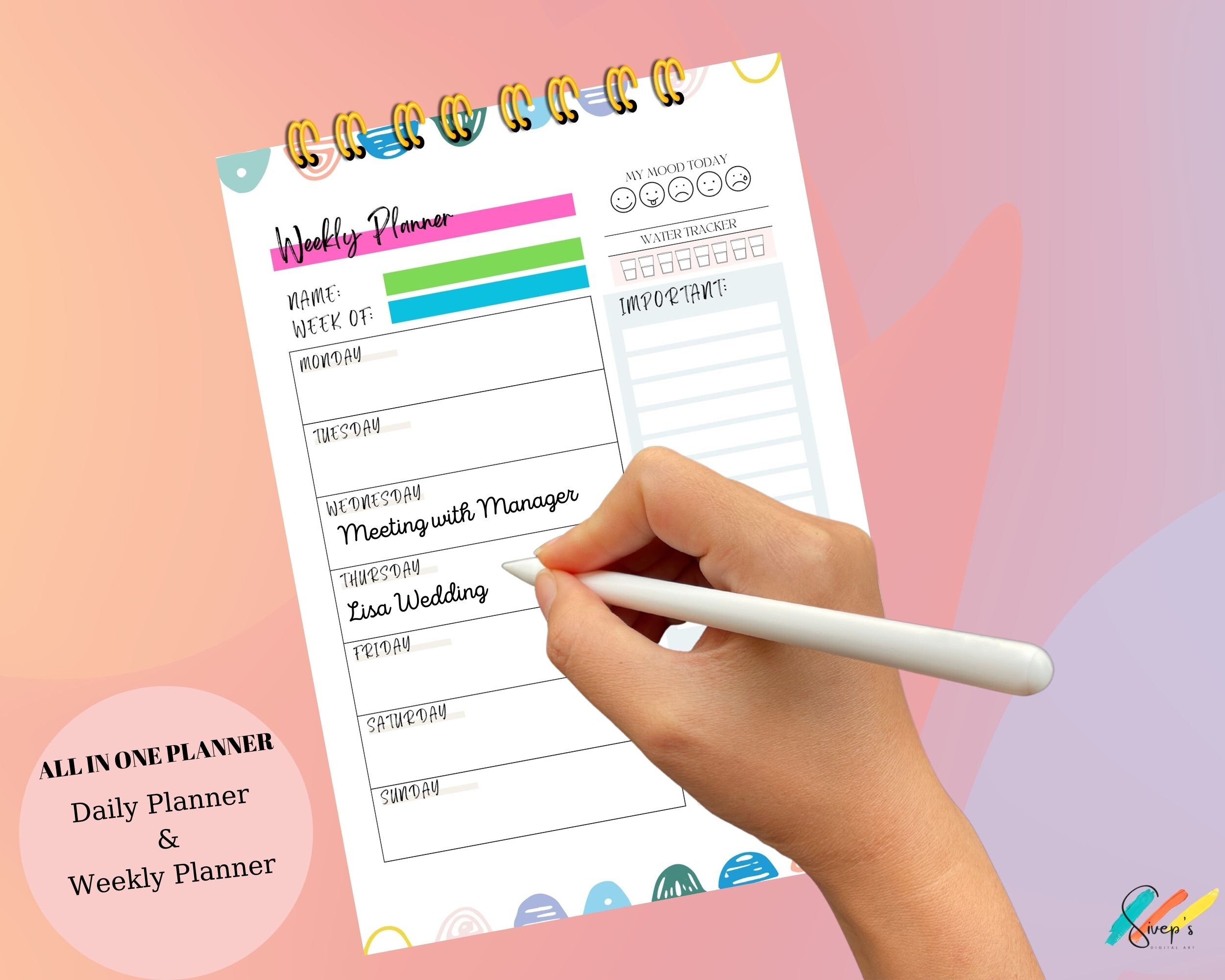 Undated Digital & Printable Weekly Planner and Calendar - Etsy