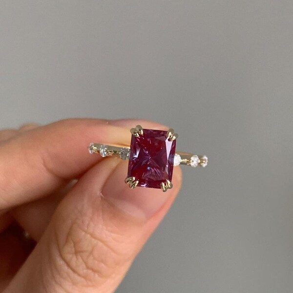 Emerald Cut Ruby Ring - Etsy