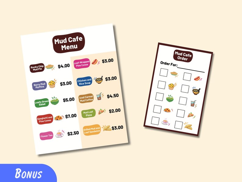 Printable - Mud Kitchen Recipe Cards, Pretend Play, Educational ...