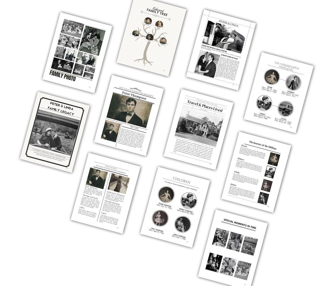 50 Pages Ancestry Journal Template | Family History Template ...