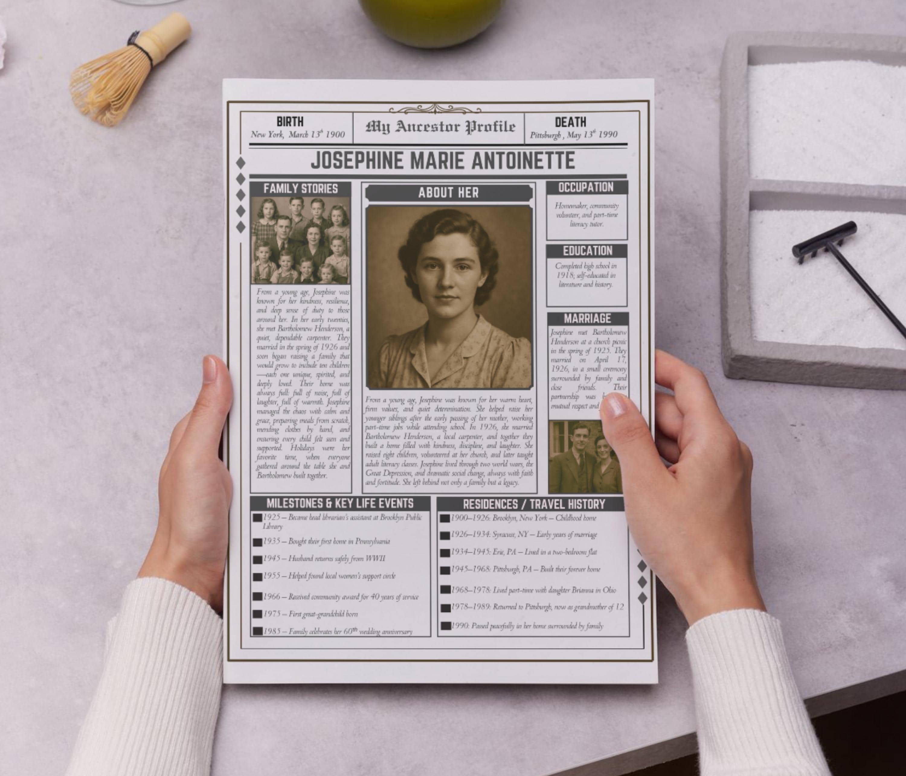 Ancestor Profile Worksheet | Ancestor Biography Profile Template ...