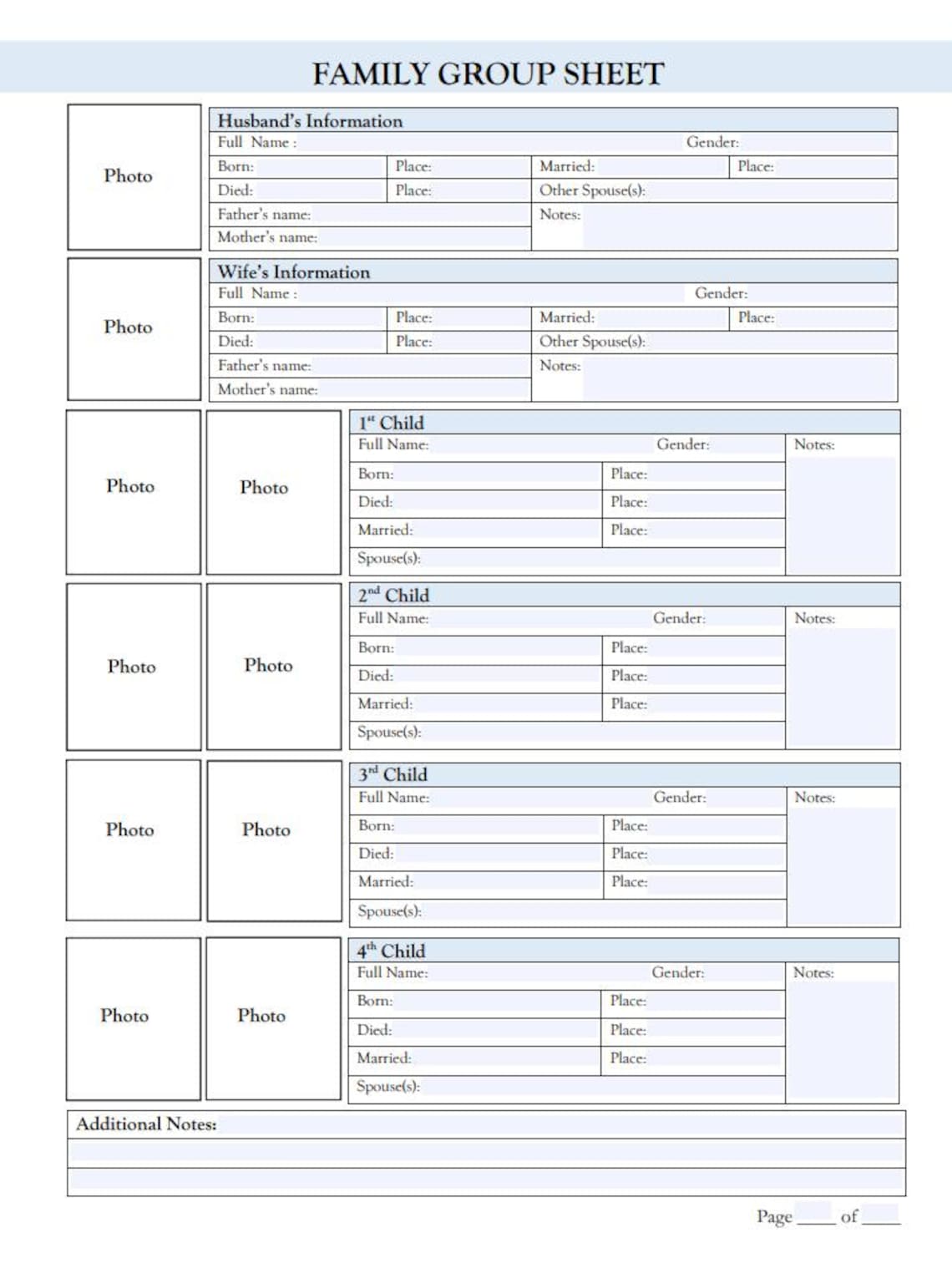 Family Group Sheet Fillable PDF | Family History | Genealogy Records ...