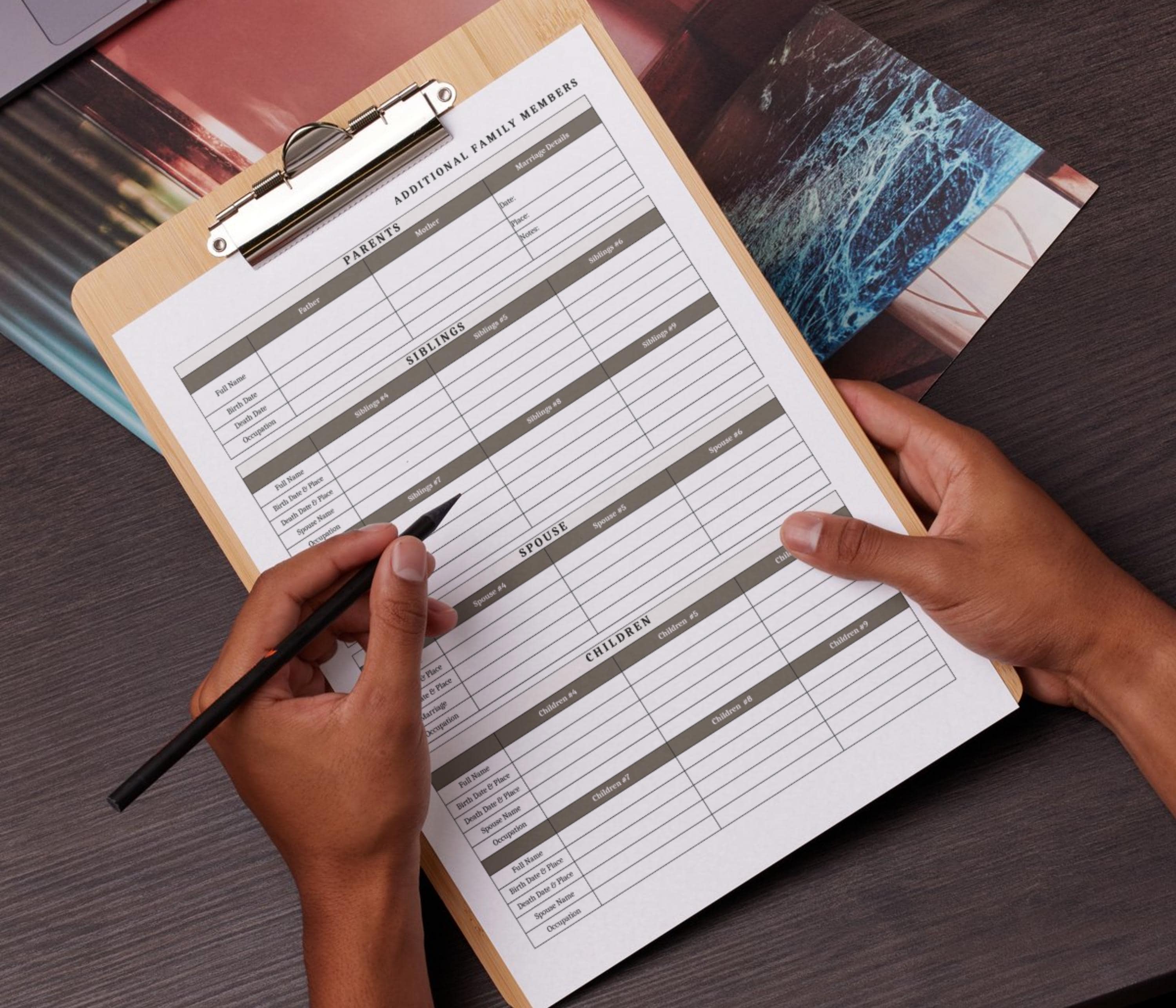 3 Pages Editable Genealogy Worksheet | Ancestor Profile Biography ...