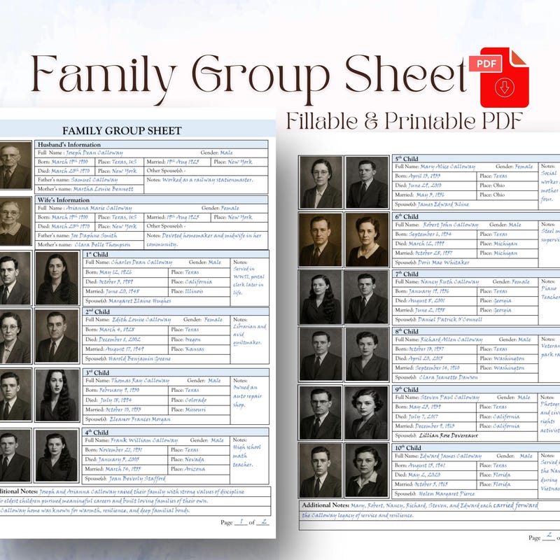 Family Tree Ancestry Sheets - Etsy
