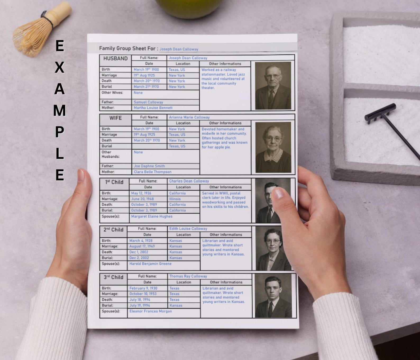 Family Group Sheet Fillable PDF Gray Edition | Family History ...