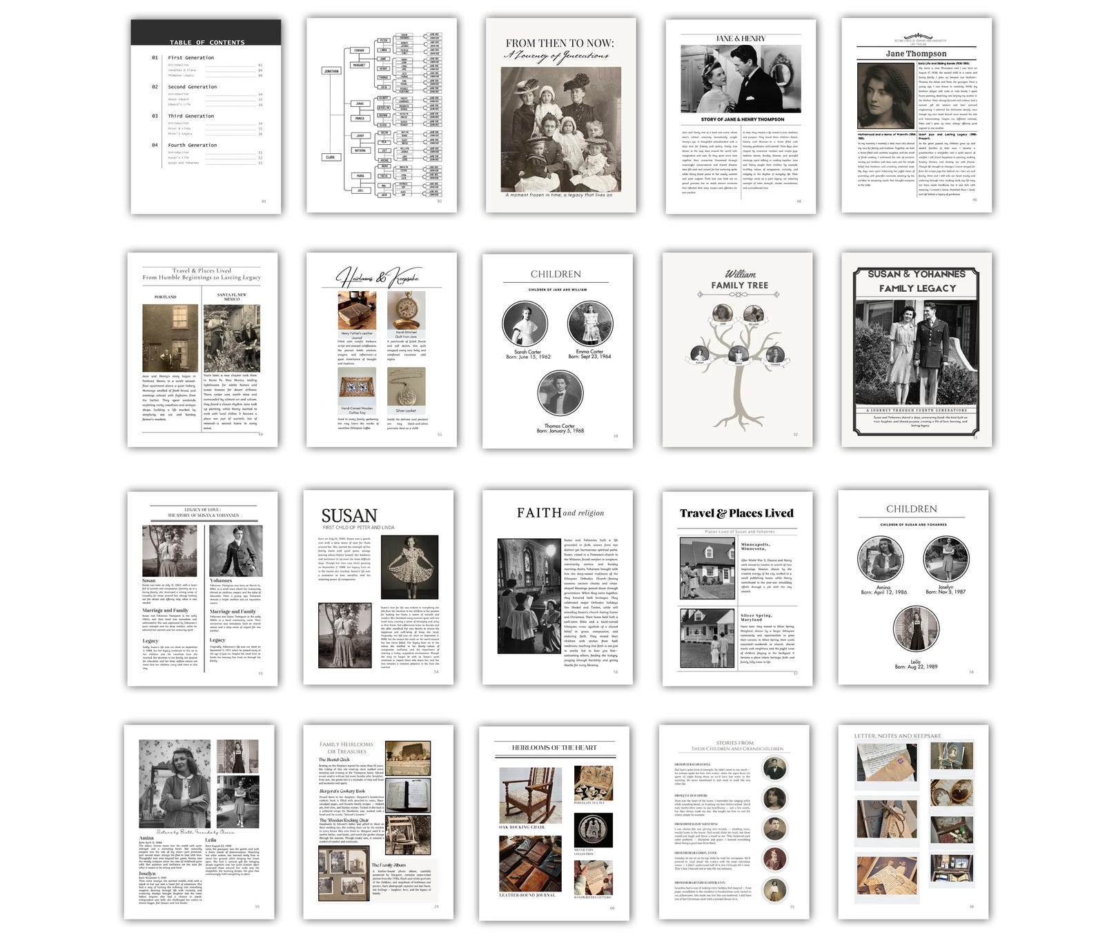 50 Pages Ancestry Journal Template | Family History Template ...