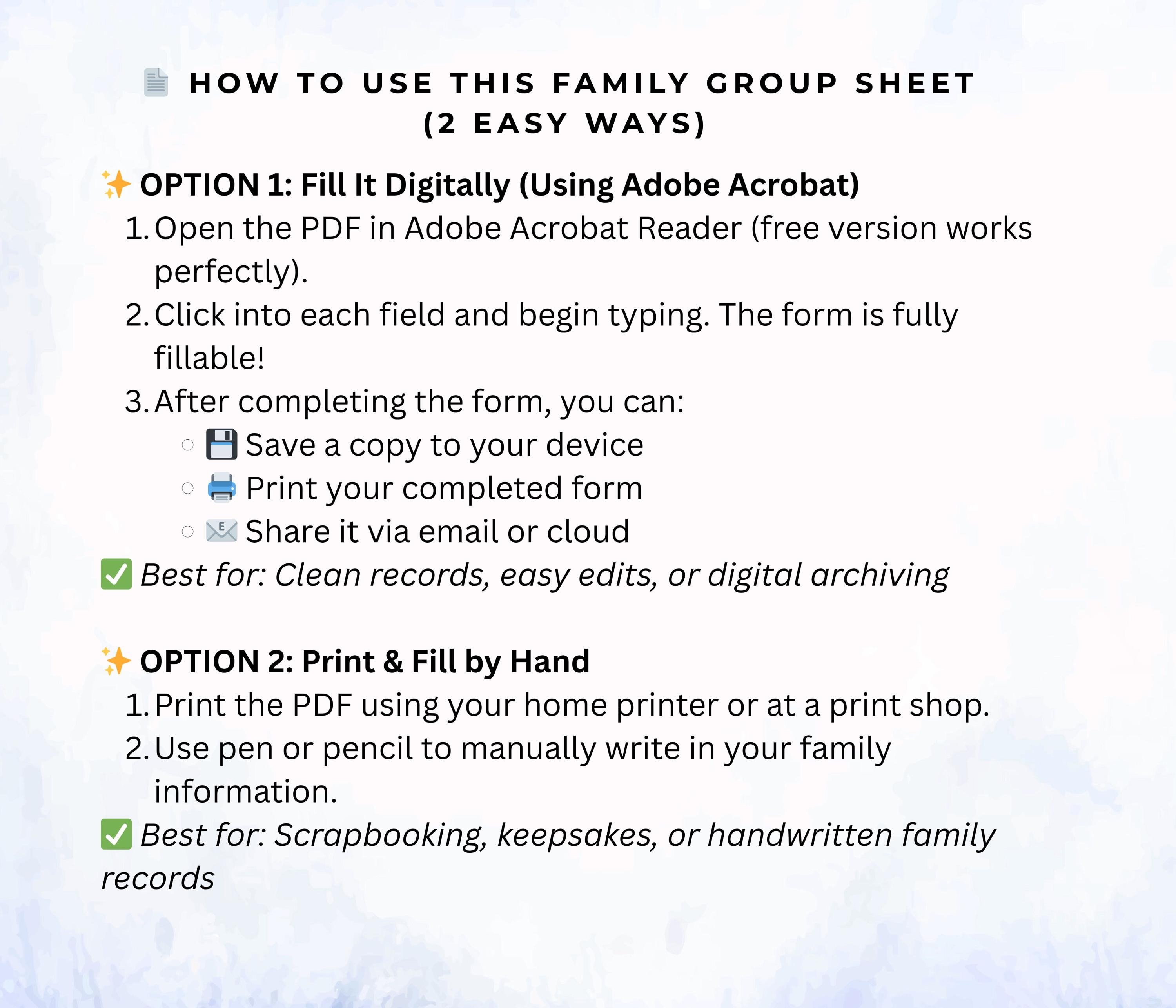 Family Group Sheet Fillable PDF Gray Edition | Family History ...