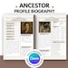 Ancestor Biography Profile Template | Genealogy Research | Genealogy ...