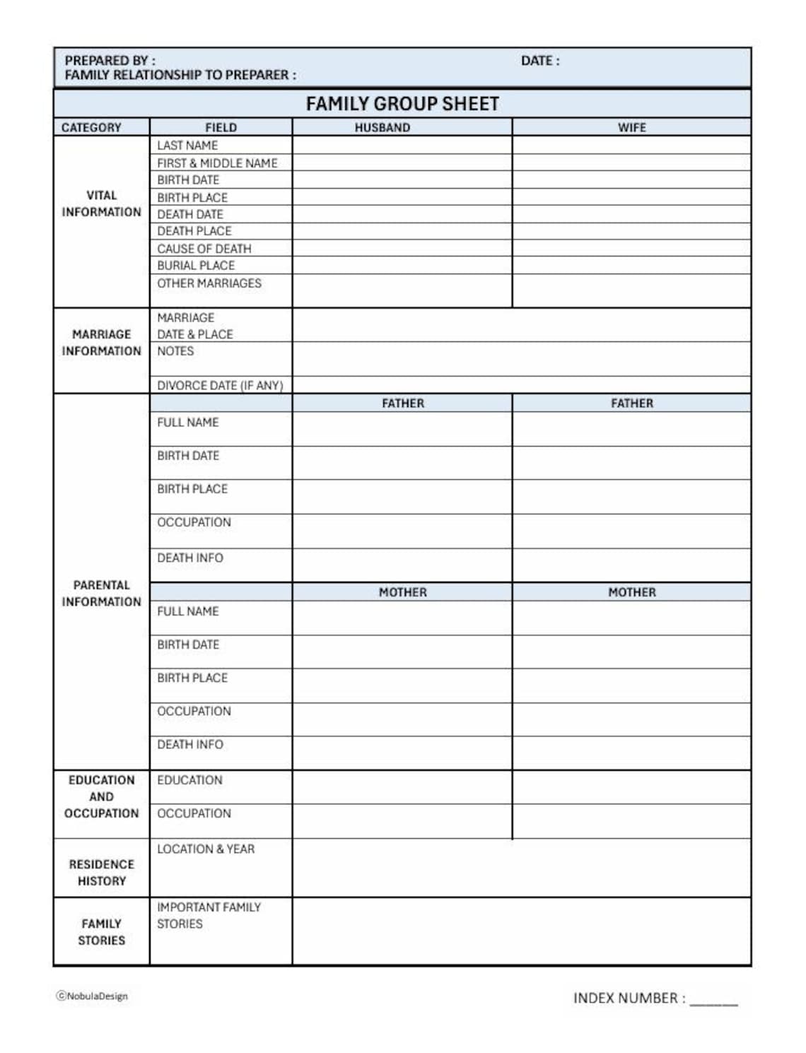 2 Pages Printable Family Group Sheets PDF | Genealogy | Fillable ...