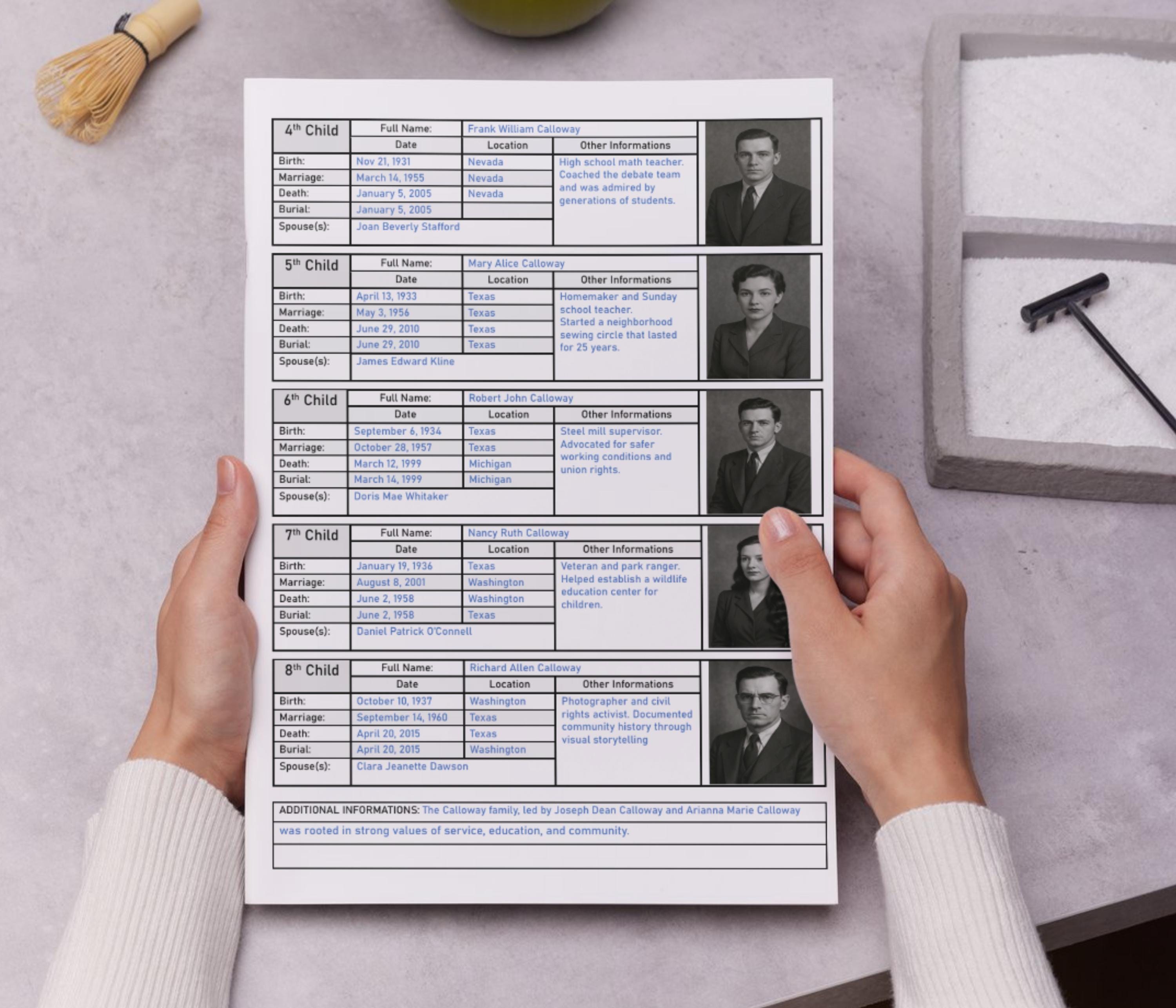 Family Group Sheet Fillable PDF Gray Edition | Family History ...
