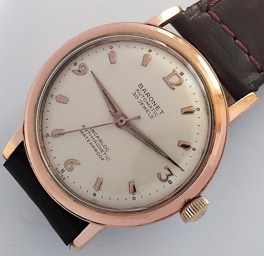 30 Jewels Swiss Made Baronet Incabloc Automatic Men's Wrist Vintage ...