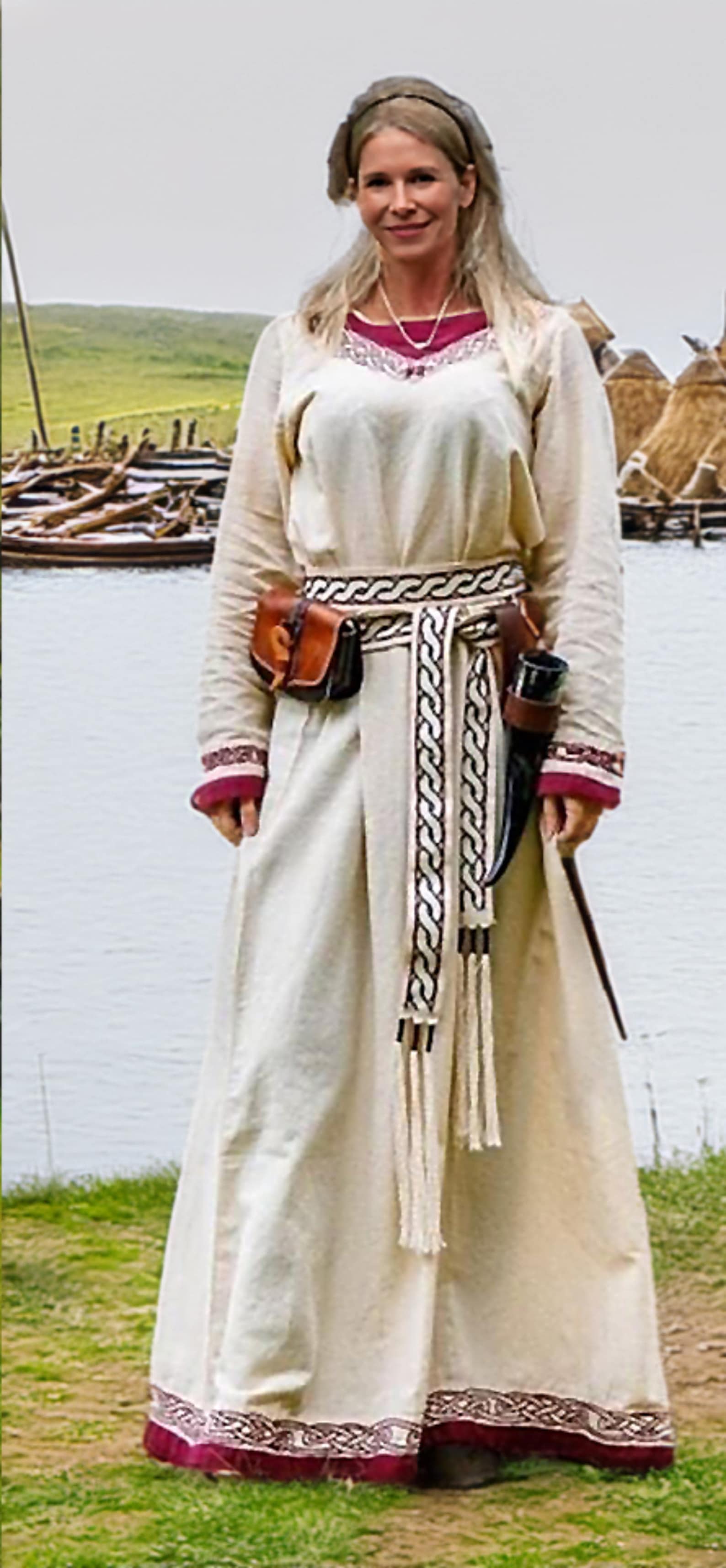 Viking Dress Natural/red - Etsy