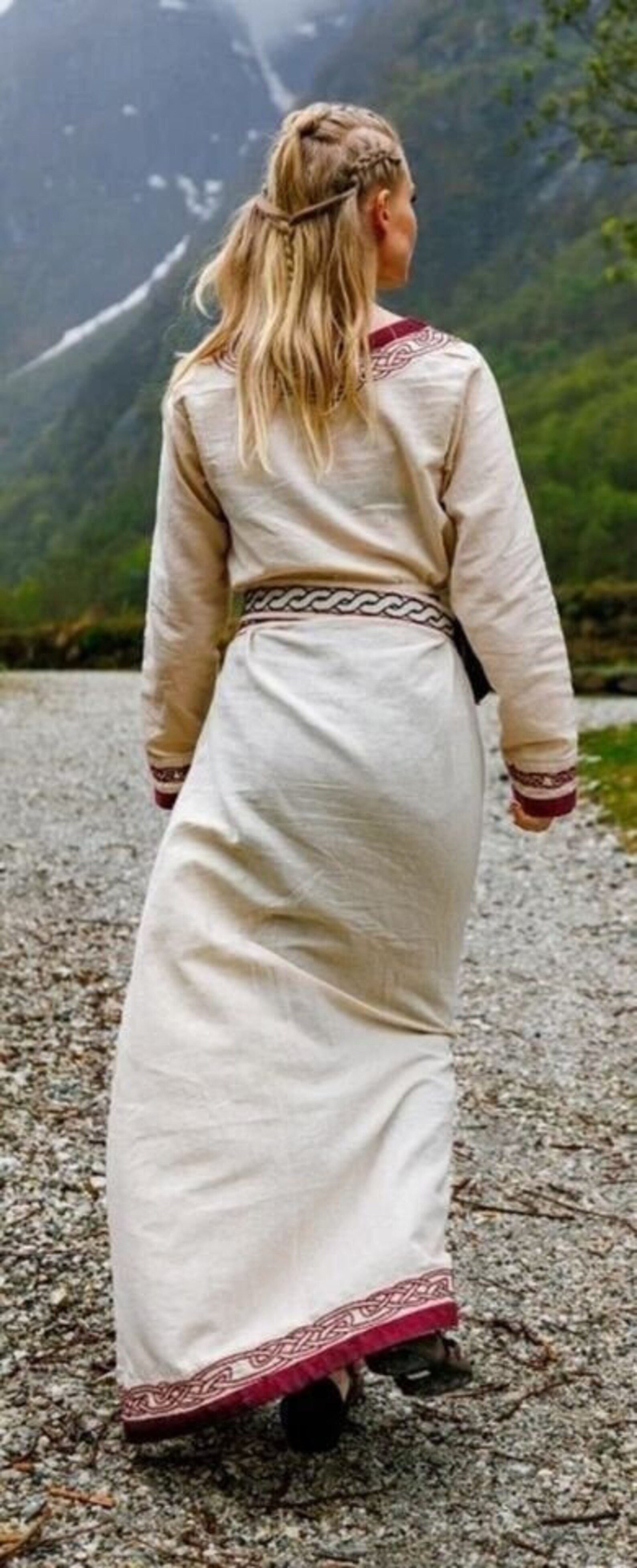 Viking Dress Natural/red - Etsy