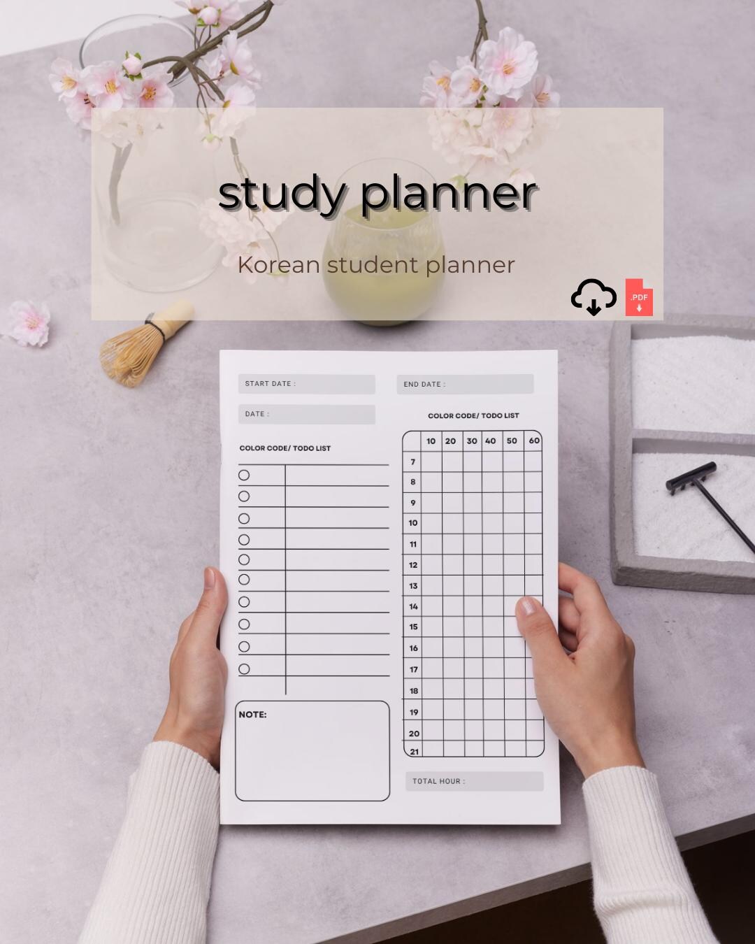 Study Planner, Korean Daily Study Planner, Academic Productivity ...