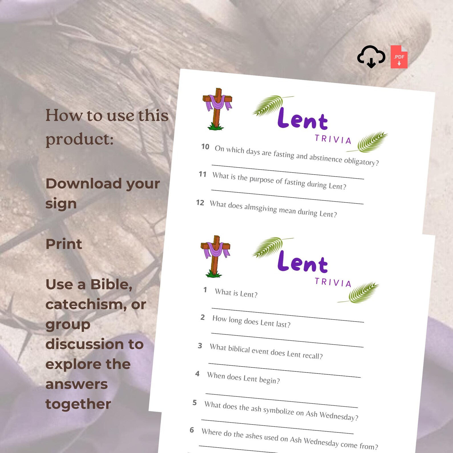 Printable Lenten Trivia Game for Kids and Adults | Catholic Activity ...