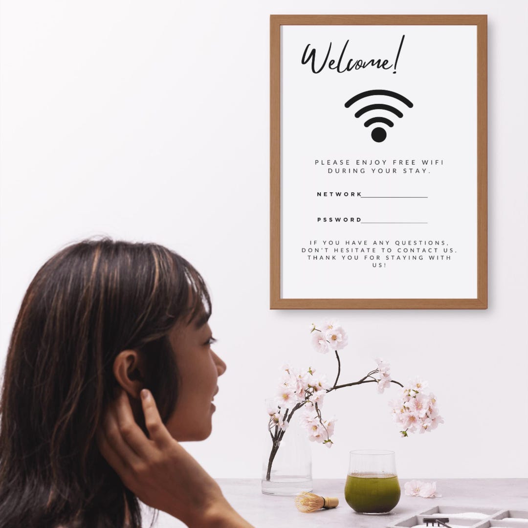Printable Wi-fi Poster for Airbnb Hosts, Editable PDF, Modern Network ...