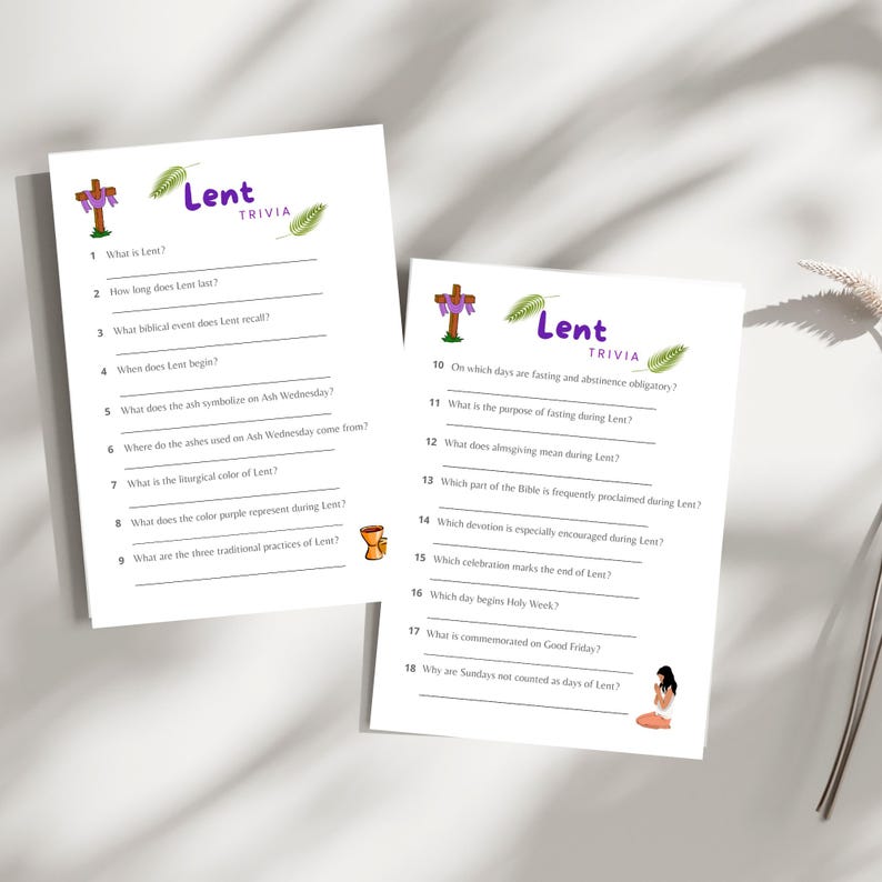 Printable Lenten Trivia Game for Kids and Adults | Catholic Activity ...