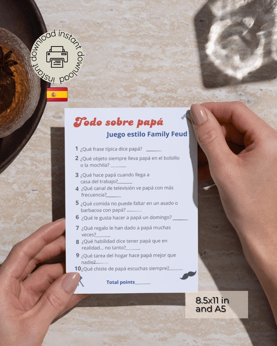 Minimalist Family Feud Father's Day Game in Spanish | Fun Family Trivia ...