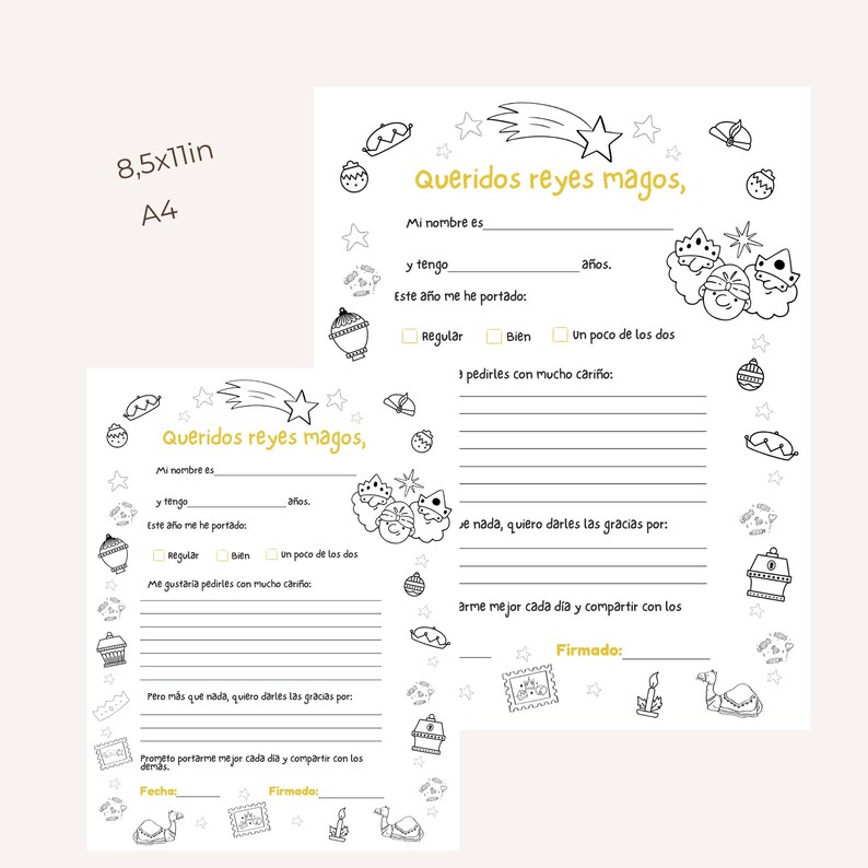 Carta de los tres reyes magos para niños en PDF | Carta navideña ...