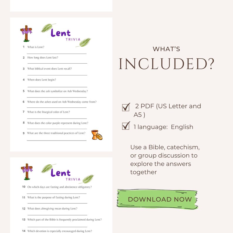 Printable Lenten Trivia Game for Kids and Adults | Catholic Activity ...