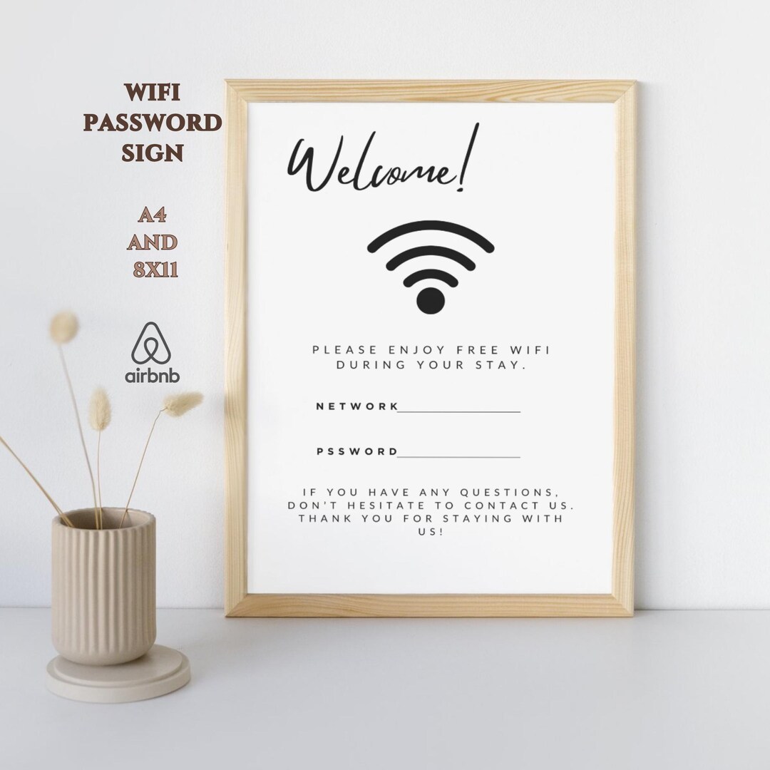 Printable Wi-fi Poster for Airbnb Hosts, Editable PDF, Modern Network ...