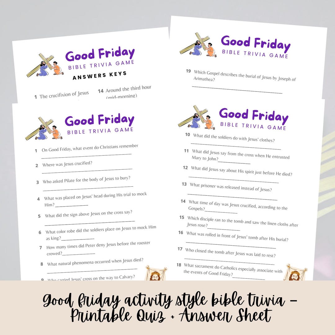Good Friday Game for Children and Adults (PDF), Holy Week Bible Trivia ...