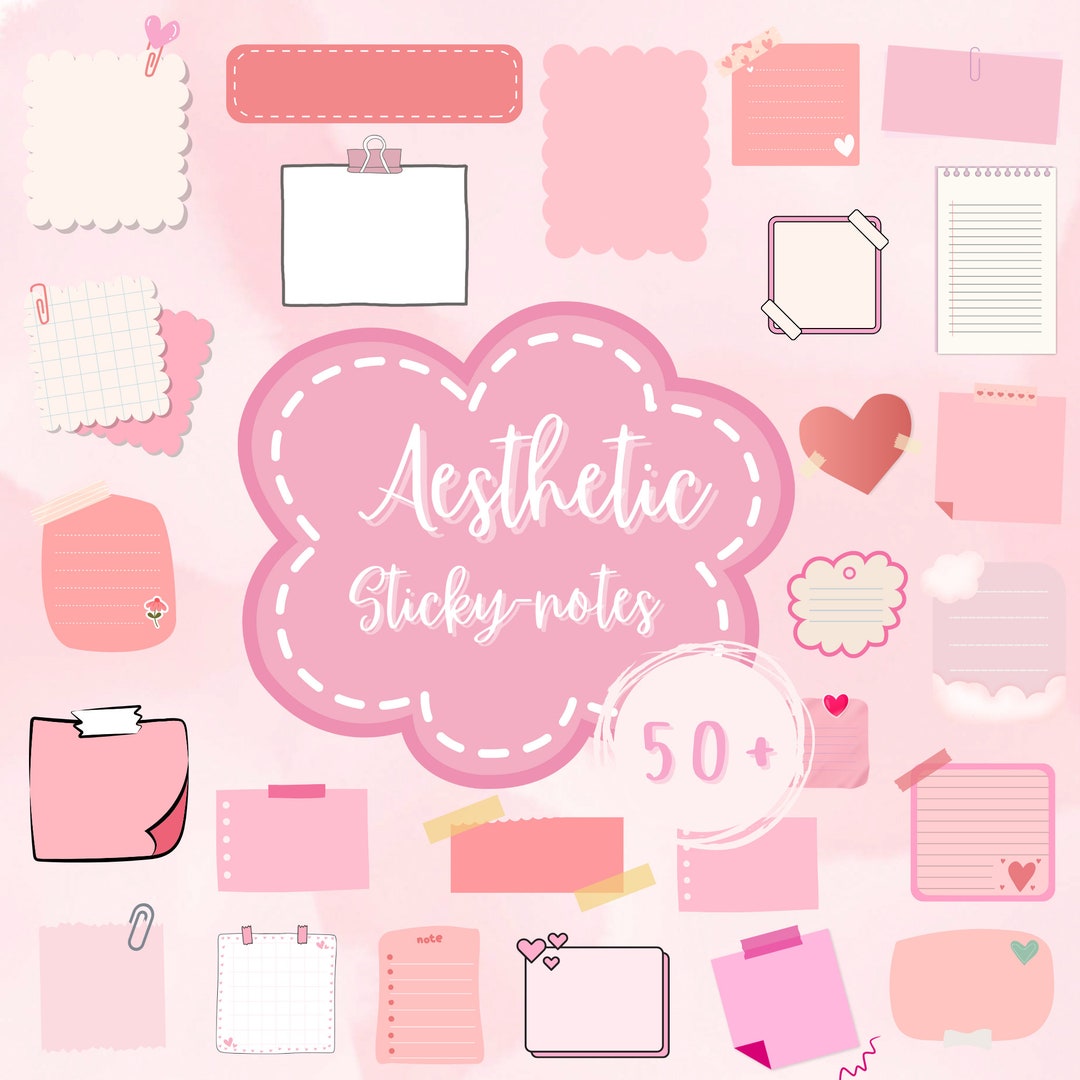 Digital Sticky Notes, Pink Aesthetic Sticky Notes, Goodnotes Sticky ...