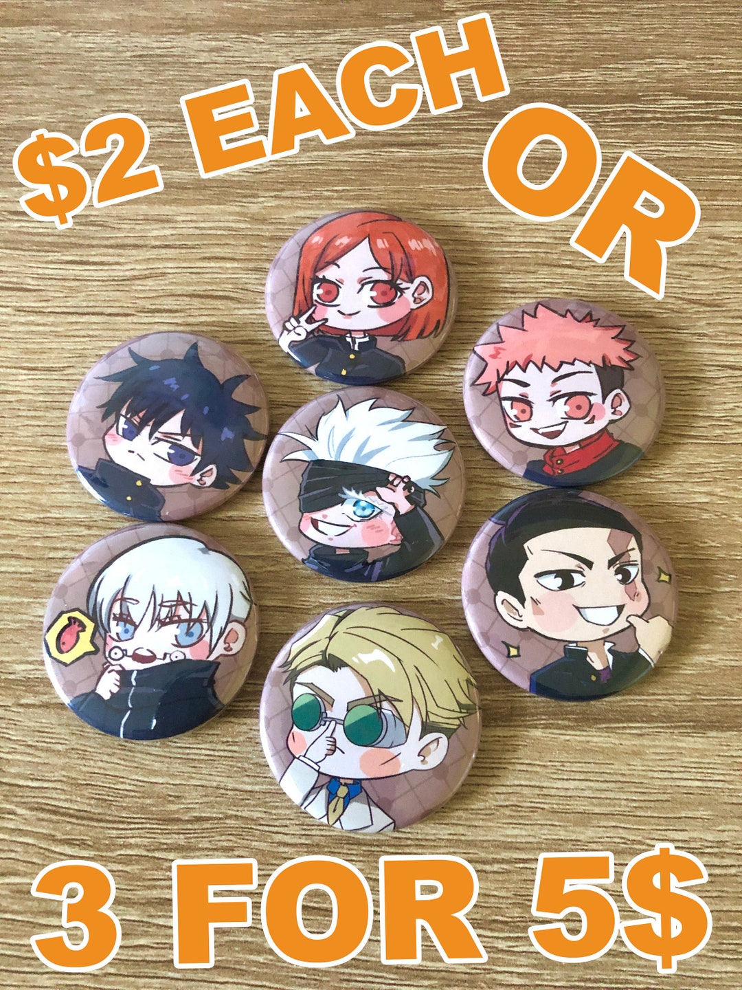Anime Buttons 1.5" Pin Badges - Etsy