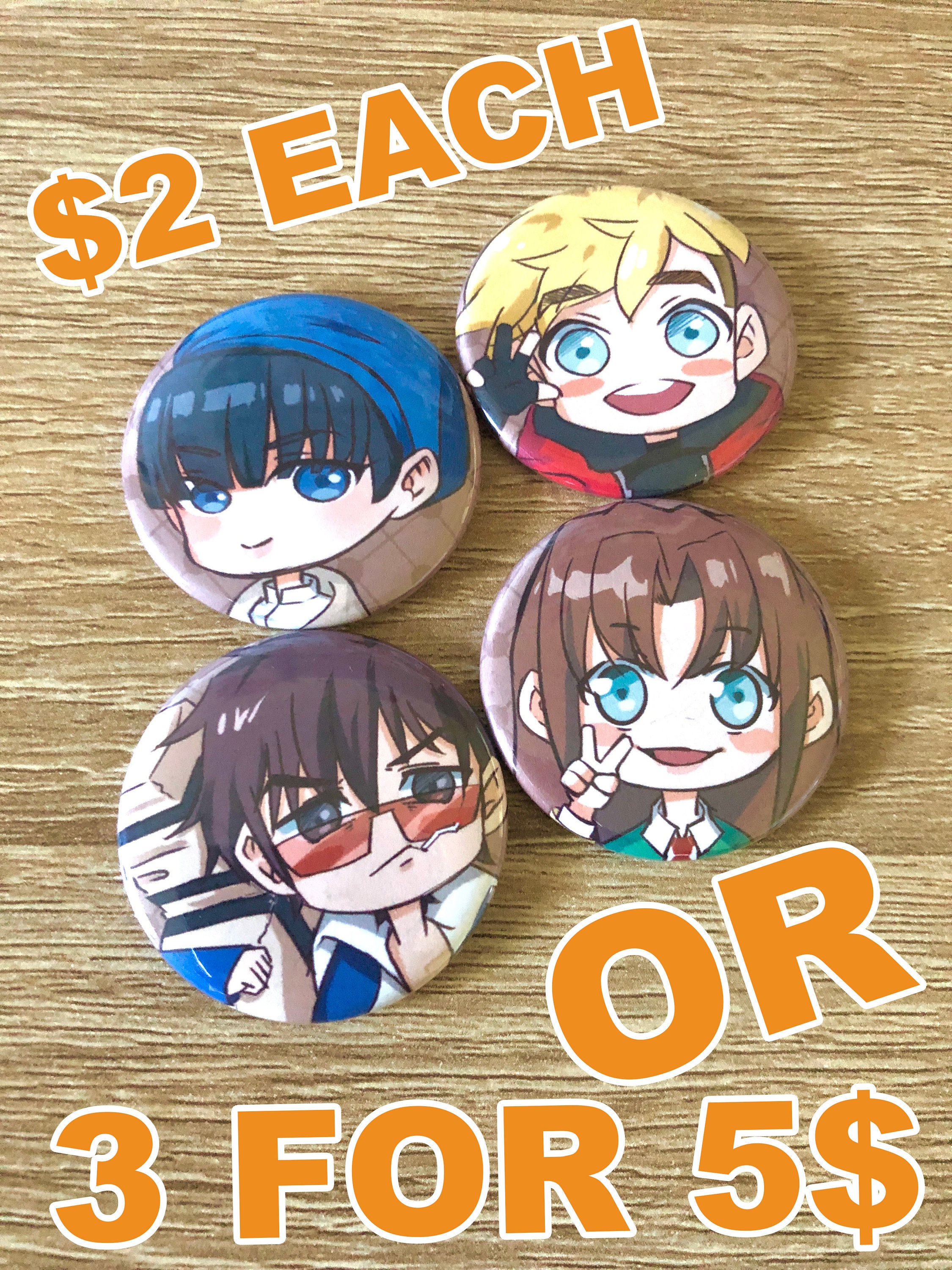 Anime Buttons 1.5" Pin Badges - Etsy
