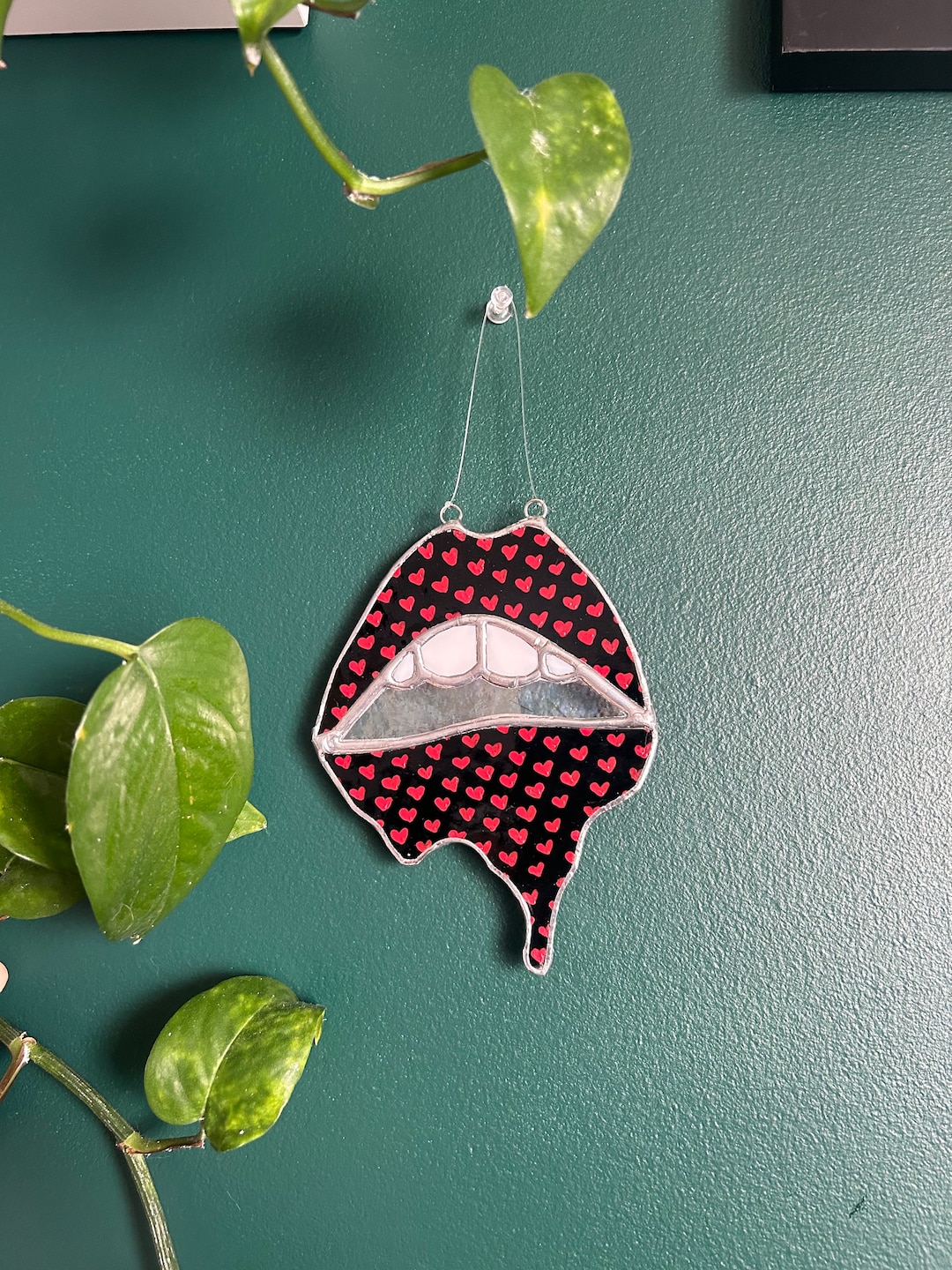 Dripping Lips, Stained Glass, Hanging Decor - Etsy