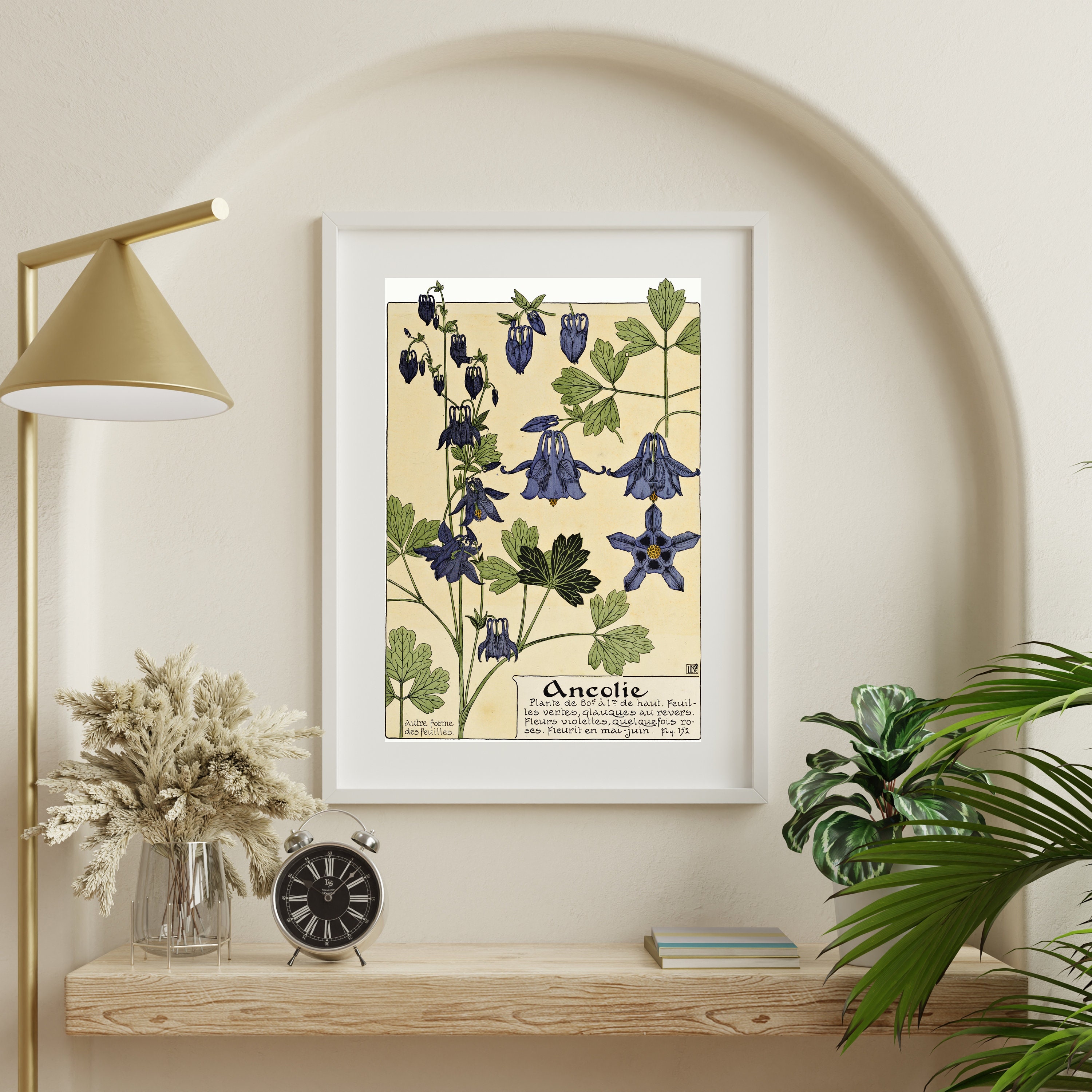 Maurice Verneuil Ancolie Flower Art Nouveau Print: High-resolution ...