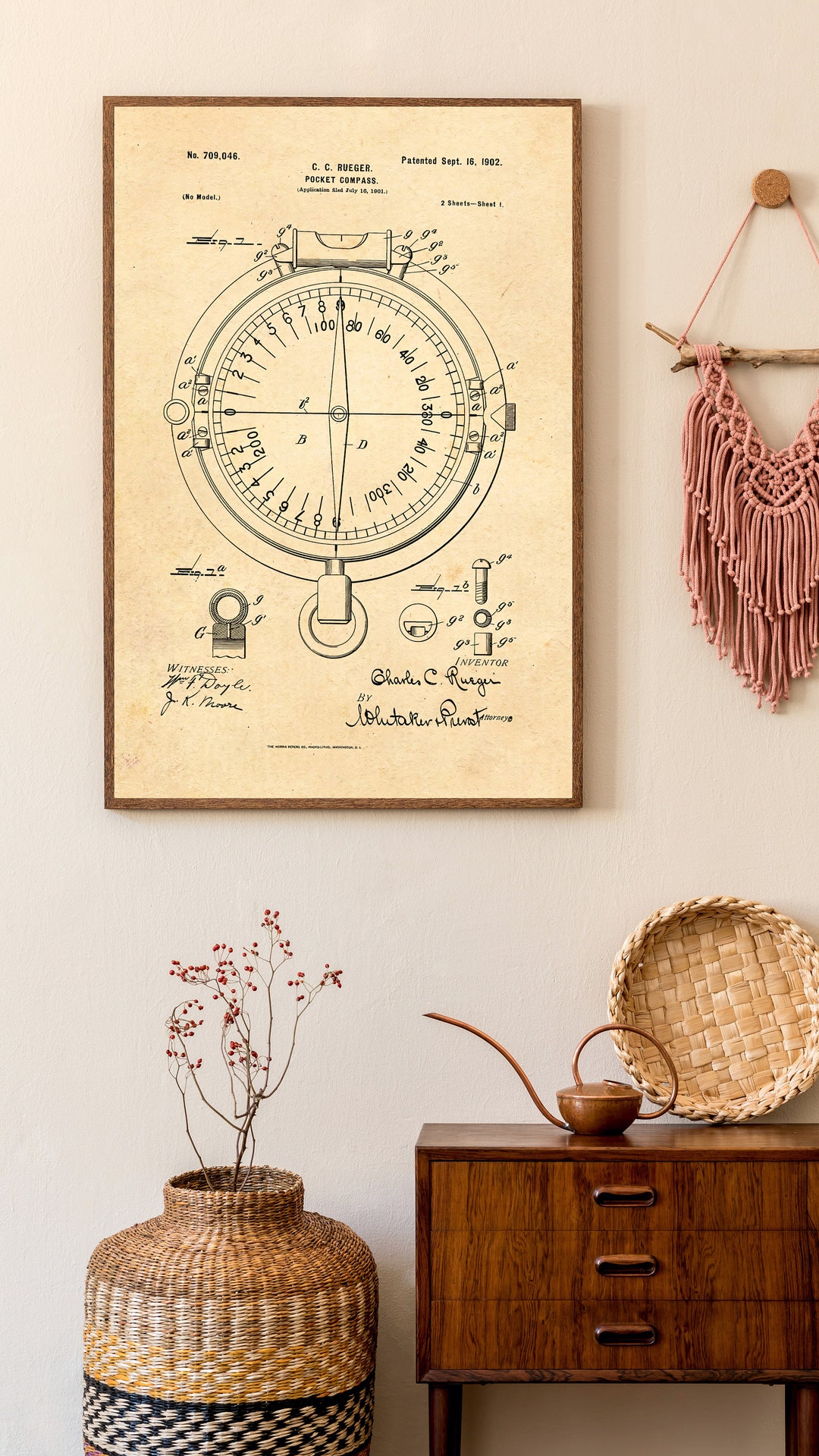 1902 Pocket Compass Patent Art Print: High-resolution Reproduction - Etsy