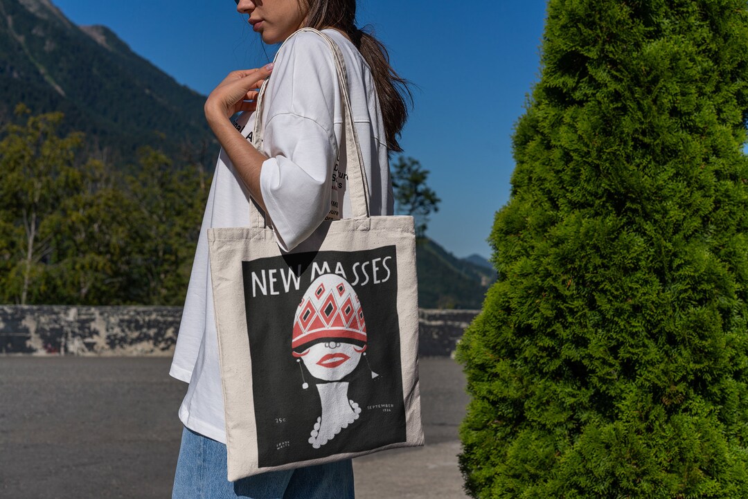 The New Masses Magazine Cover Print Canvas Tote Bag Retro Chic Carryall ...