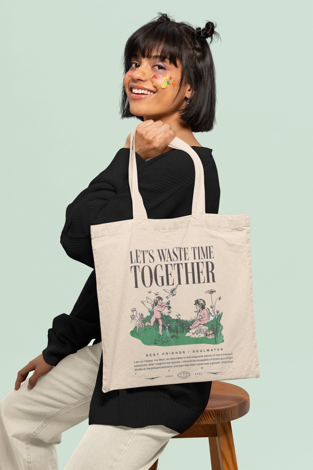 Let's Waste Time Together Canvas Tote Bag Aesthetic Tote Bag, Gift for ...